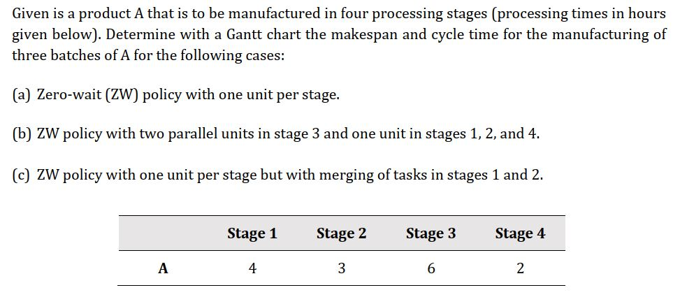Solved Given is a product A that is to be manufactured in | Chegg.com