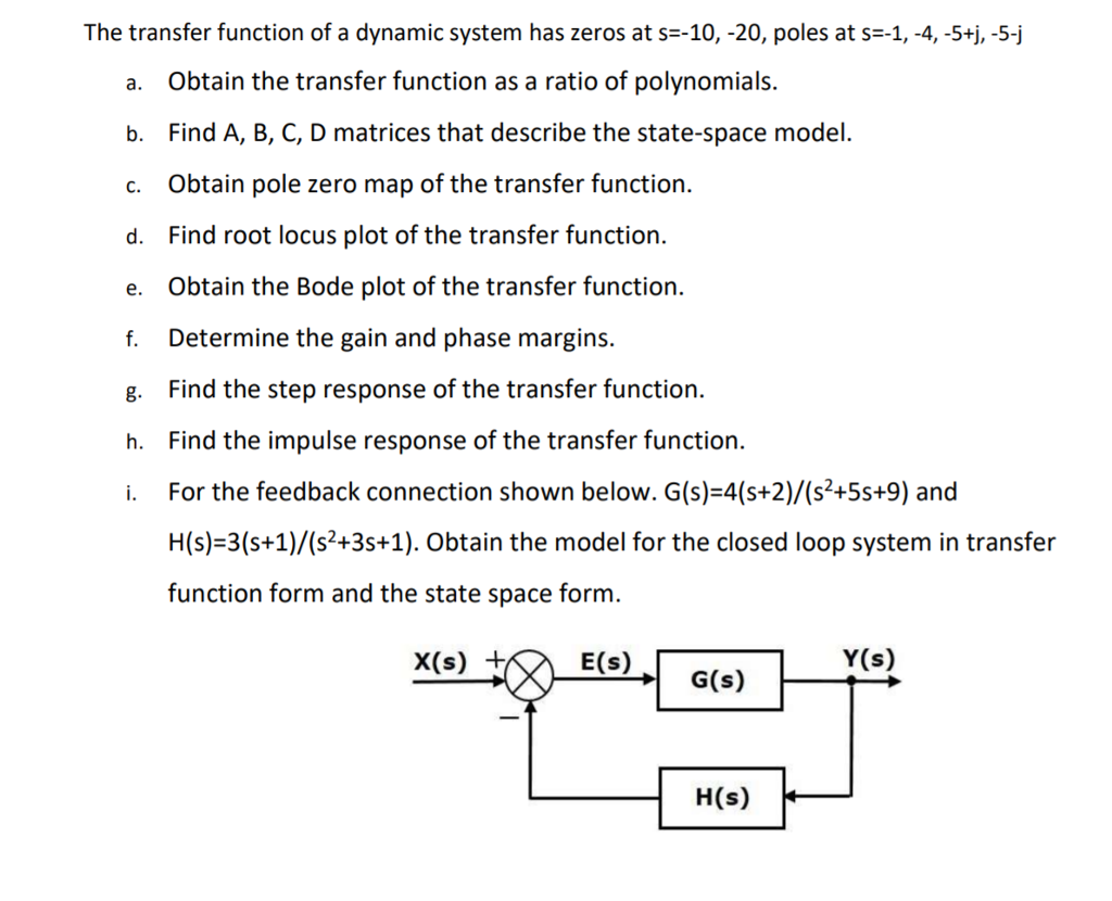 Solved The transfer function of a dynamic system has zeros | Chegg.com