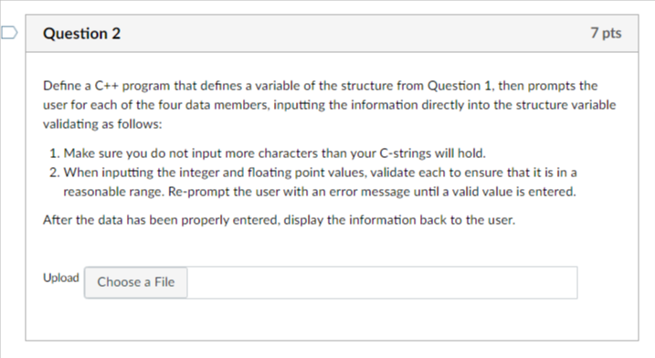 Solved Define a C++ program that defines a variable of the | Chegg.com