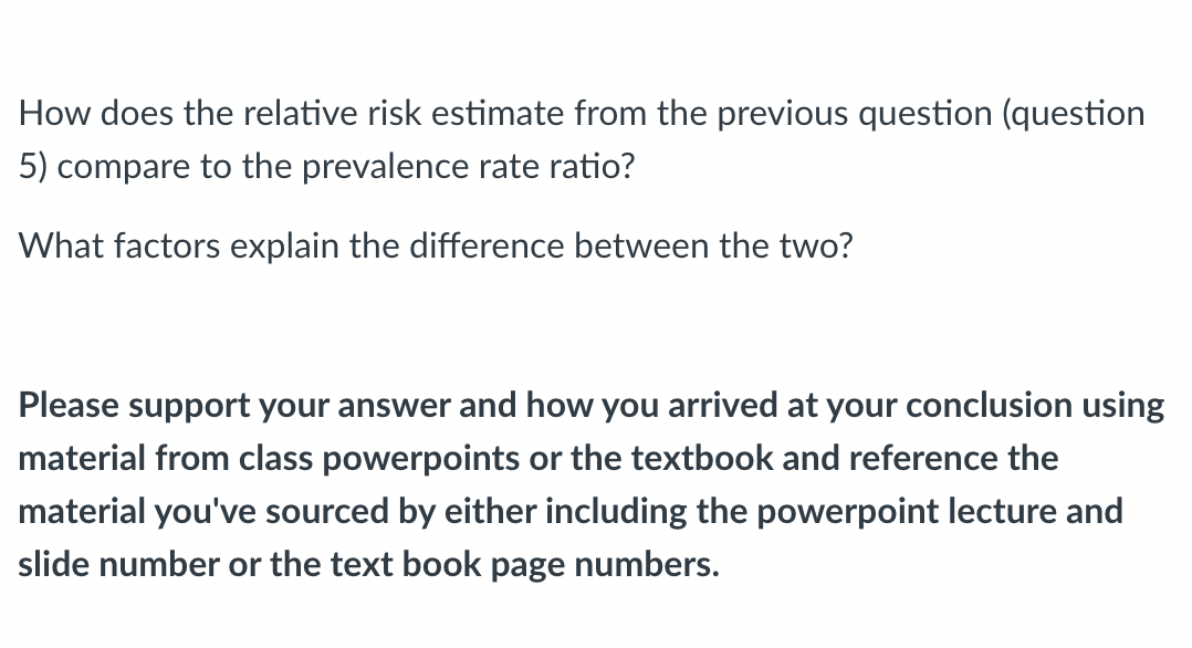 How does the relative risk estimate from the previous | Chegg.com