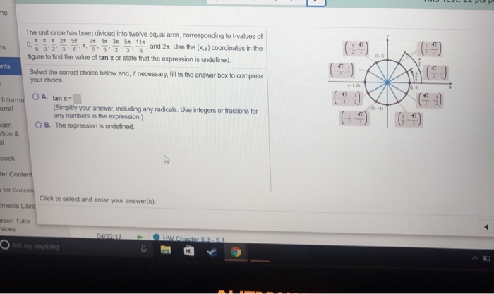 Solved The unit circle has been divided into twelve equal | Chegg.com