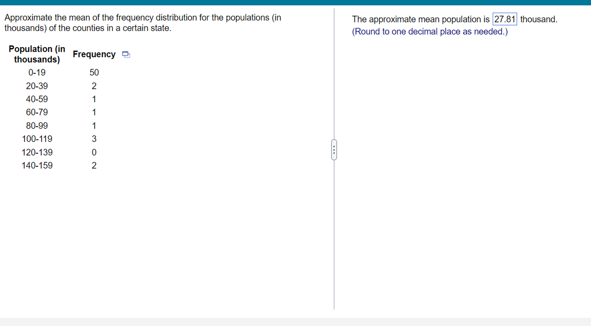 Solved Approximate the mean of the frequency distribution | Chegg.com