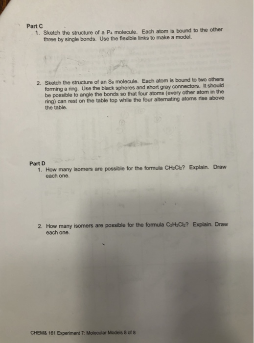 Solved Part C 1. Sketch the structure of a Pa molecule. Each | Chegg.com