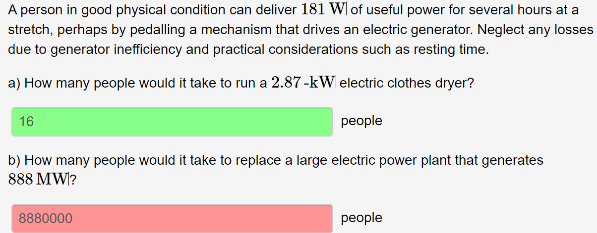 Solved A person in good physical condition can deliver 181 W | Chegg.com
