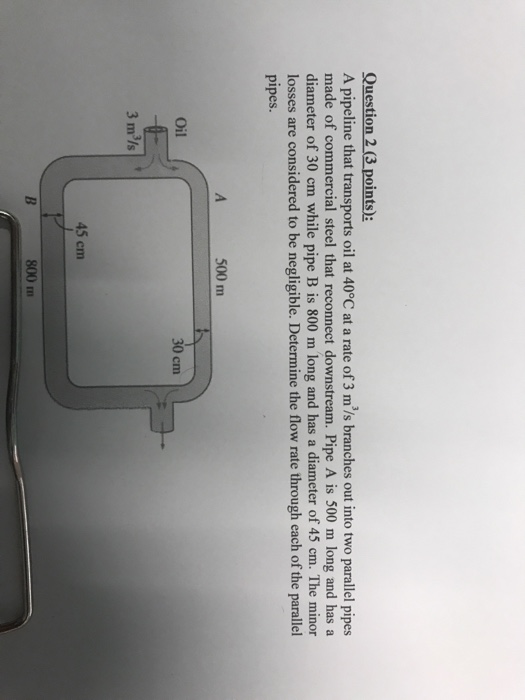 Solved Question 2 (3 points): A pipeline that transports oil | Chegg.com