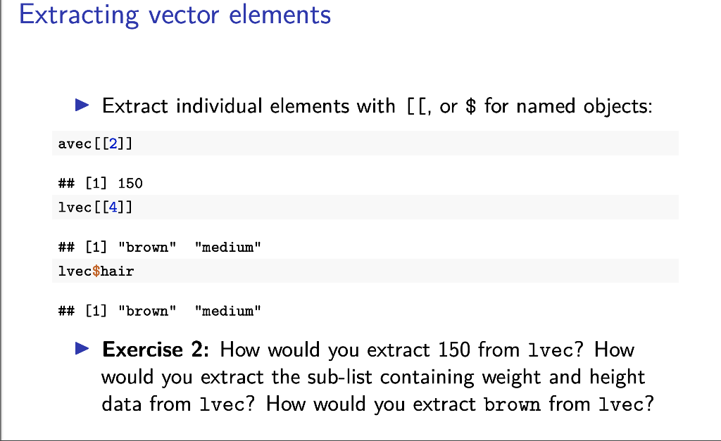 Extracting vector elements Extract individual | Chegg.com