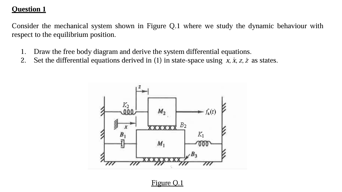 Solved Question 1Consider the mechanical system shown in | Chegg.com
