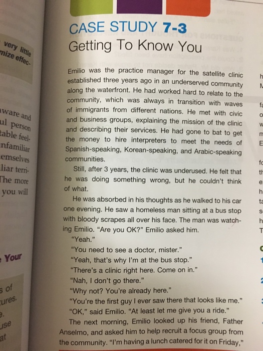 Solved CASE STUDY 7-3 Getting To Know You very little mize | Chegg.com