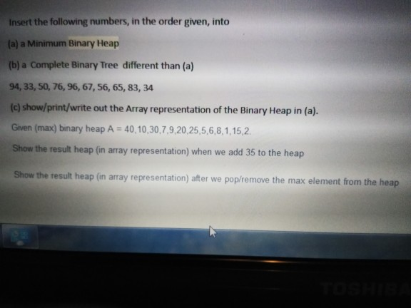 Solved Insert the following numbers, in the order given, | Chegg.com