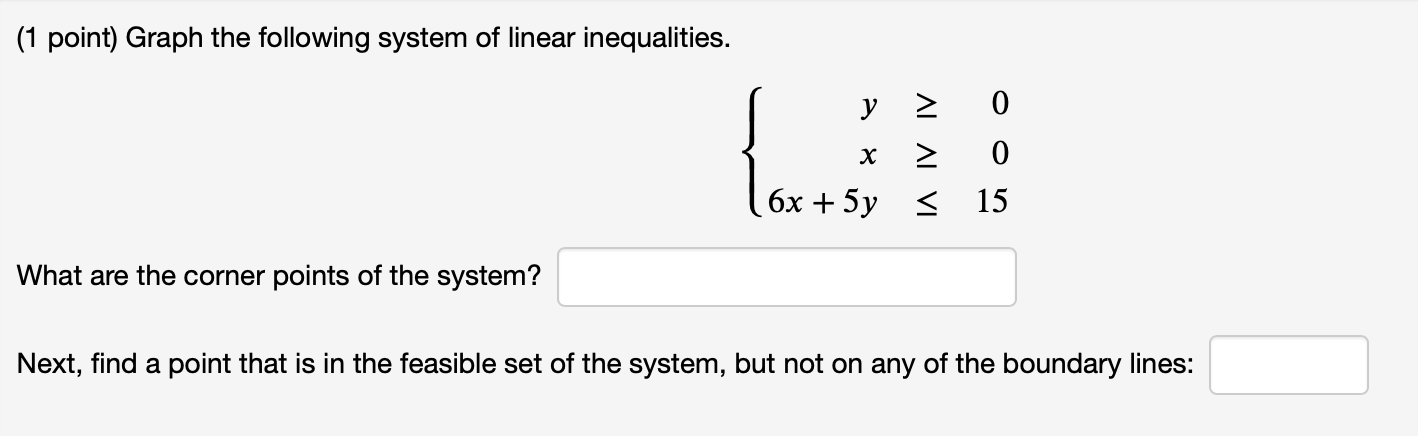 Solved (1 point) Graph the following system of linear | Chegg.com