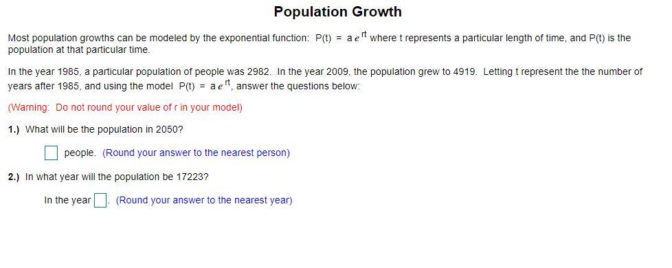 Solved Population Growth Most population growths can be | Chegg.com