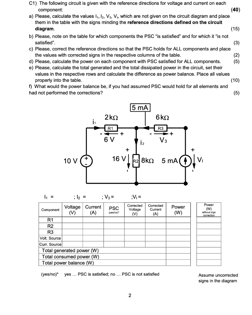 Solved (15) C1) The following circuit is given with the | Chegg.com