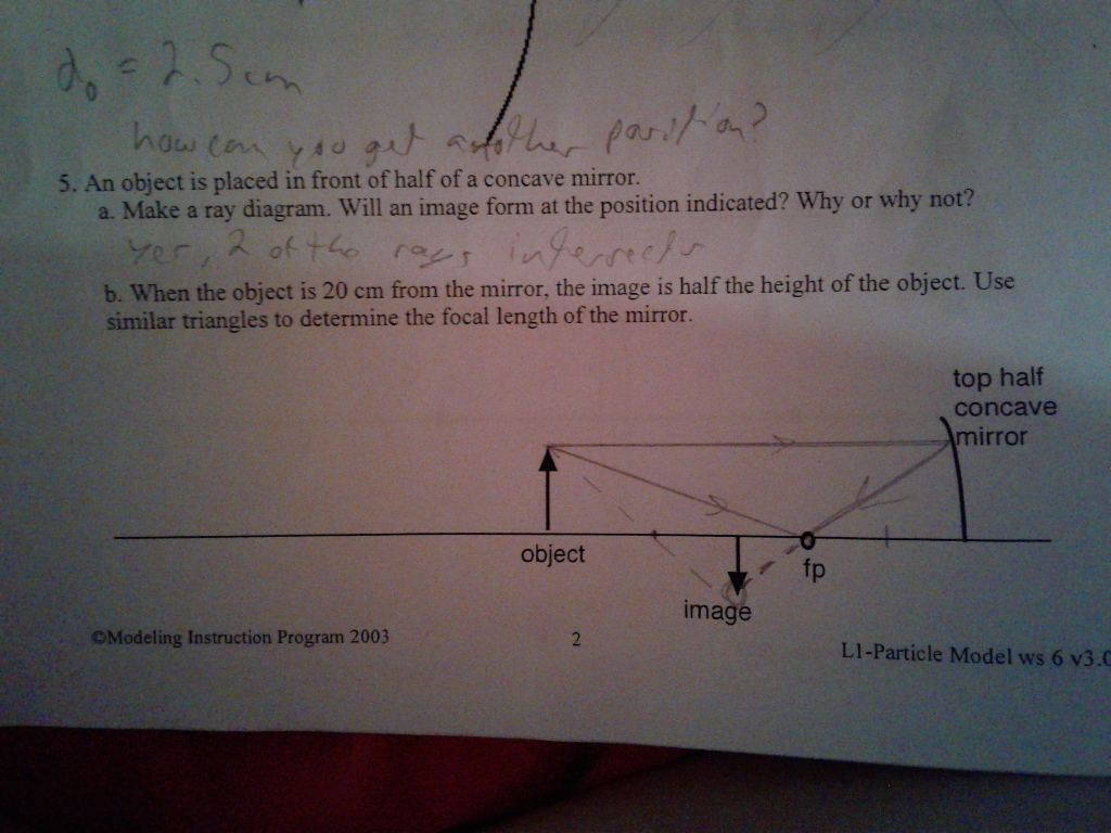 Solved 5. An object is placed in front of half of a concave | Chegg.com