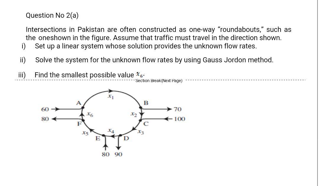 Solved Question No 2(a) Intersections in Pakistan are often | Chegg.com