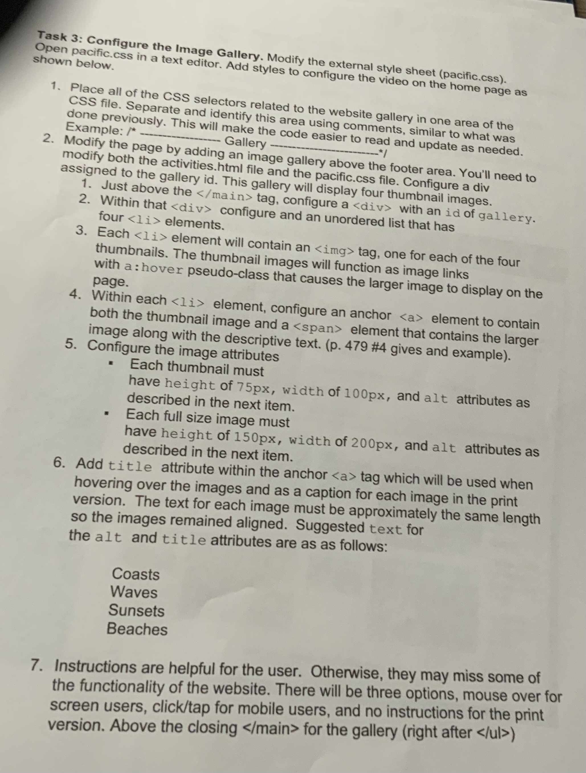 Solved Configure the Image Gallery. Modify the external | Chegg.com