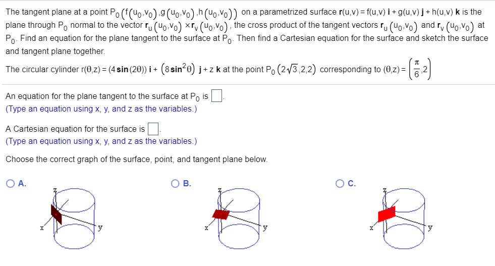 Solved The tangent plane at a point PooVo) g (oVo)h (Uo-Vo)) | Chegg.com