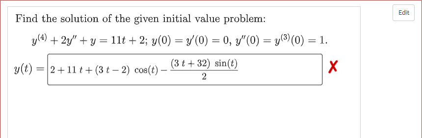 Solved Find the solution of the given initial value problem: | Chegg.com