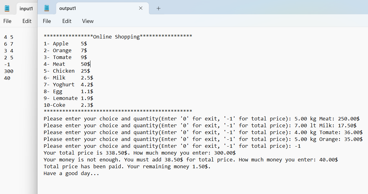 Solved Create a basic online shopping system in C. The menu | Chegg.com