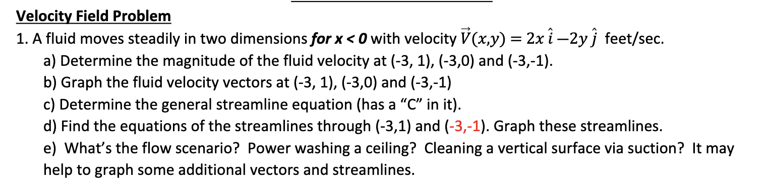 Solved Velocity Field Problem 1. A fluid moves steadily in | Chegg.com