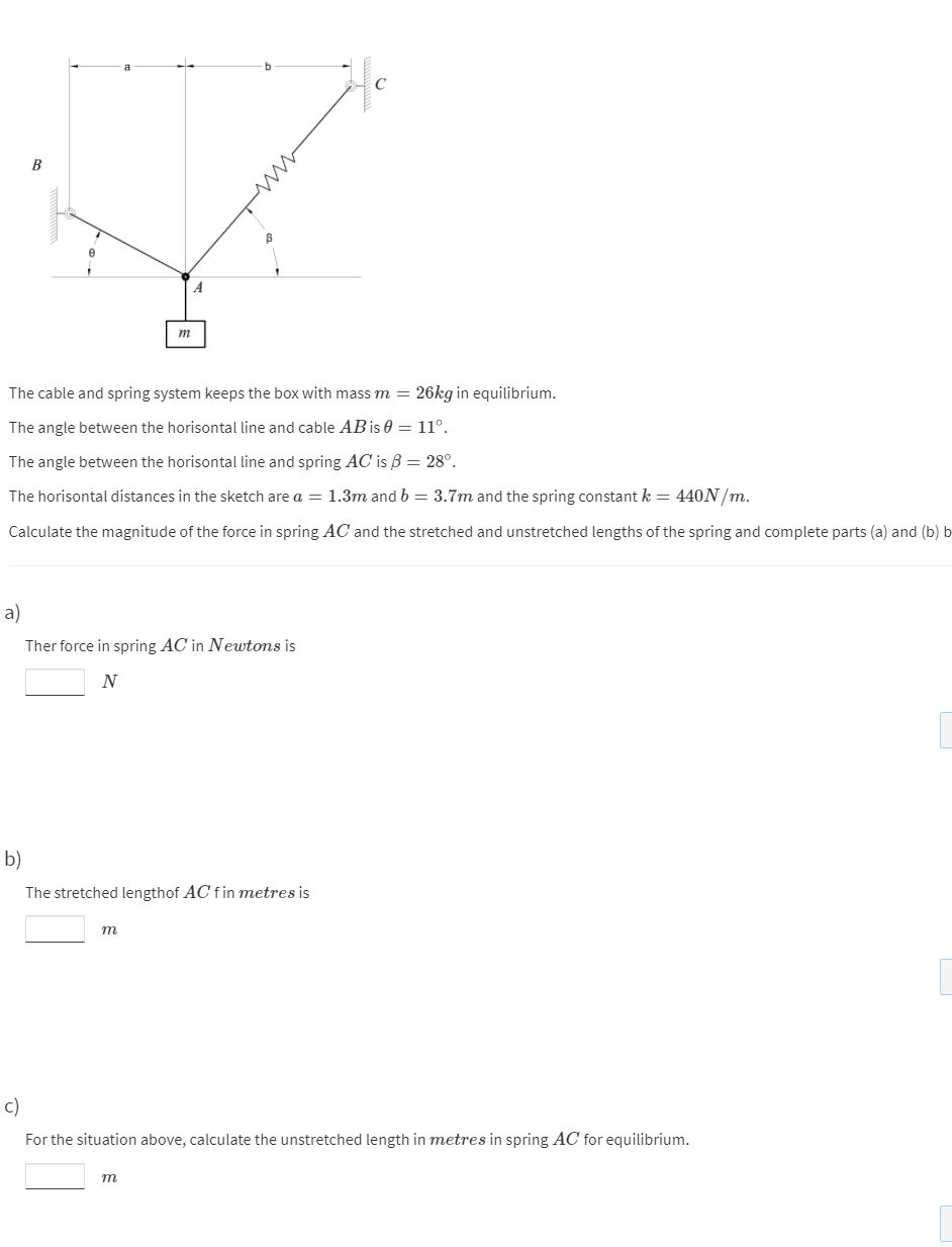 Solved B A The cable and spring system keeps the box with | Chegg.com