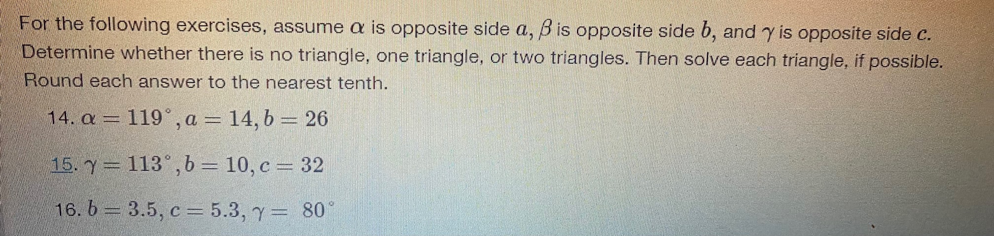 Solved For the following exercises, assume α ﻿is opposite | Chegg.com