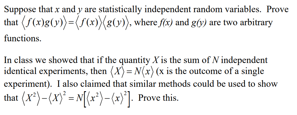 Solved Suppose that x and y are statistically independent | Chegg.com
