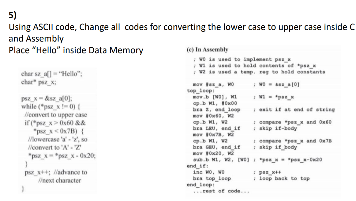 Solved Using ASCll code, Change all codes for converting the | Chegg.com