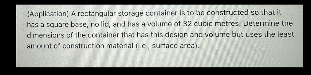 Solved (Application) A rectangular storage container is to | Chegg.com