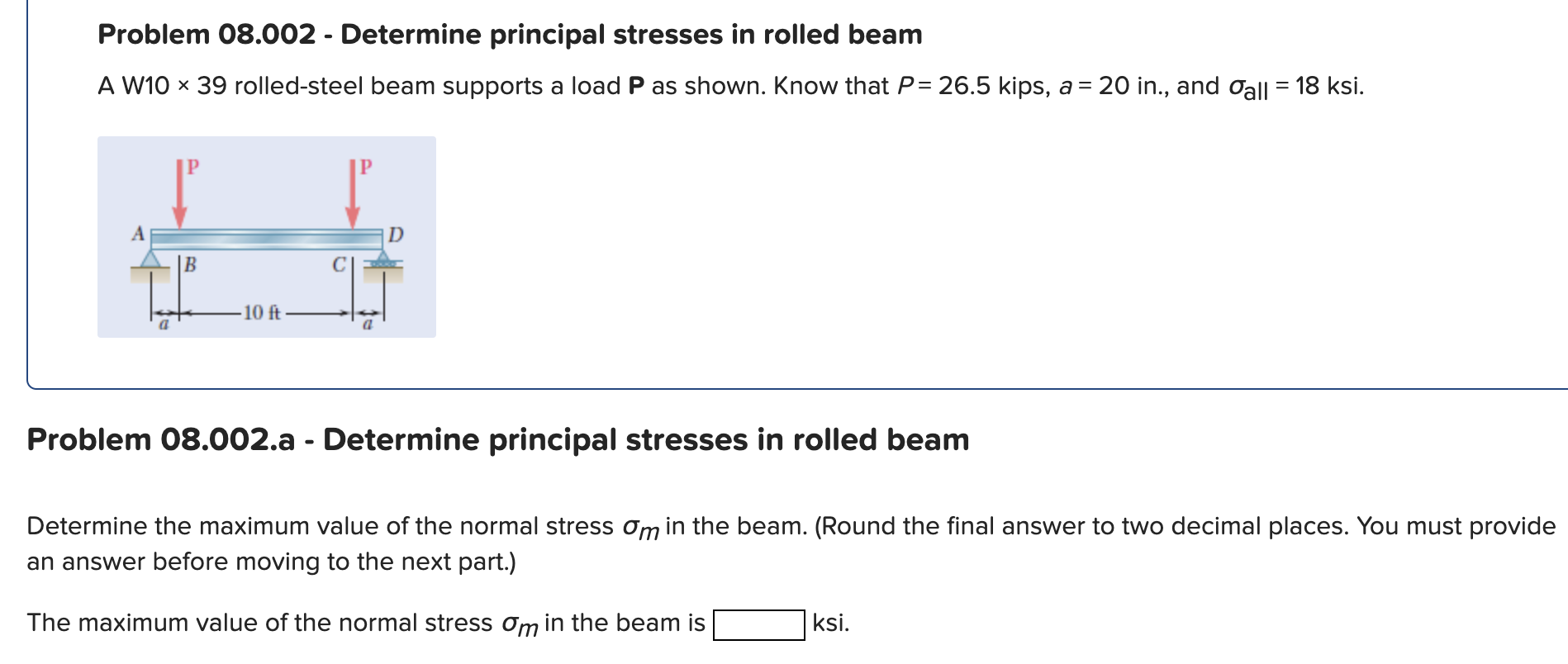 Problem 08.002 - Determine principal stresses in | Chegg.com