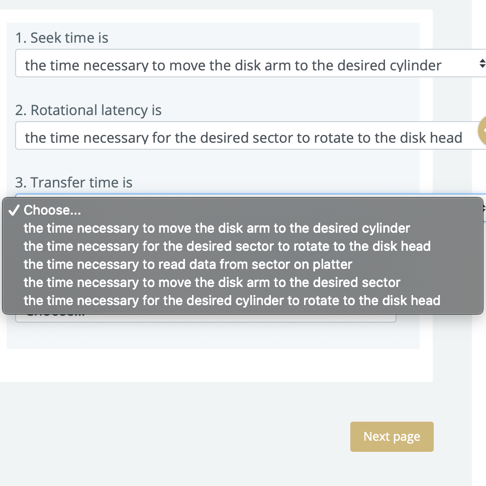 Solved 1. Seek time is the time necessary to move the disk | Chegg.com