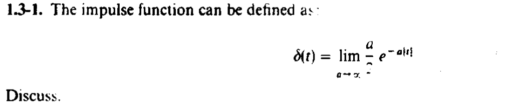 1.3-1. The impulse function can be defined as: | Chegg.com