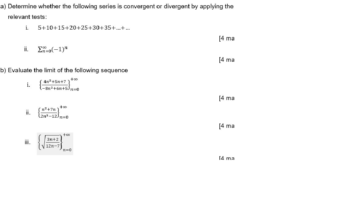 Solved a) Determine whether the following series is | Chegg.com
