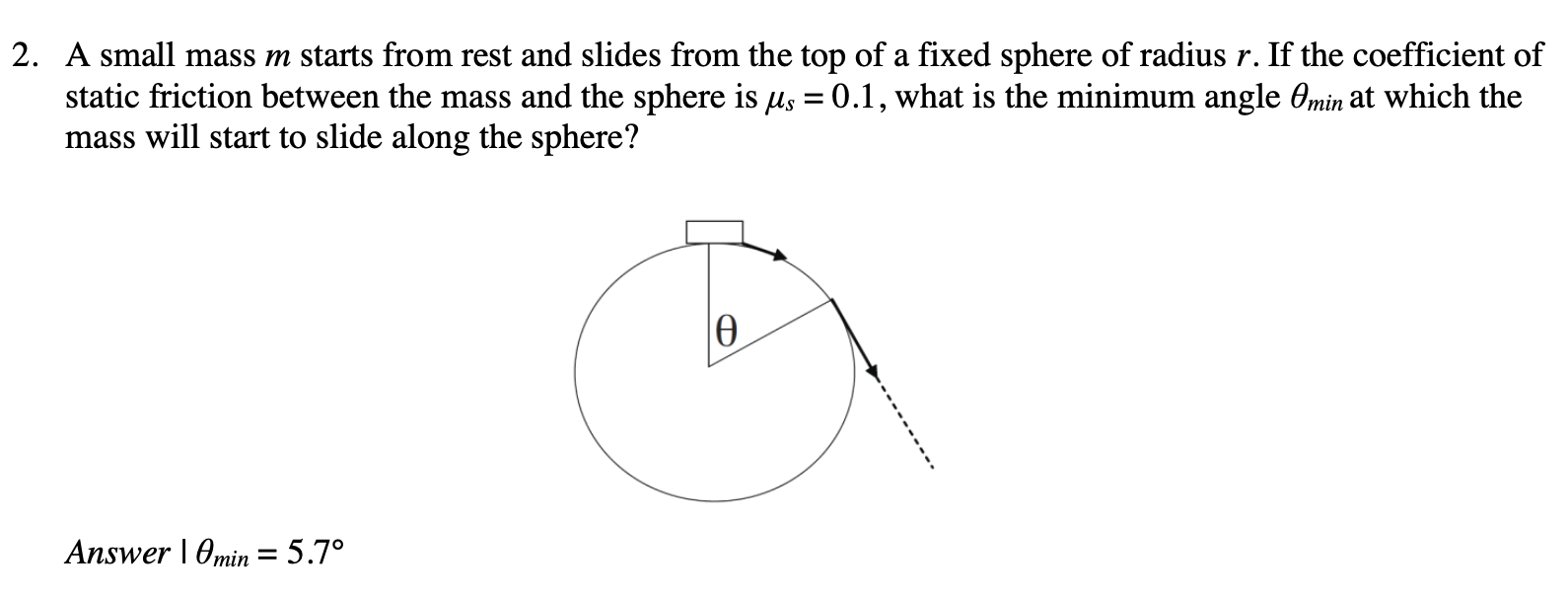 Solved 2. A small mass m starts from rest and slides from | Chegg.com