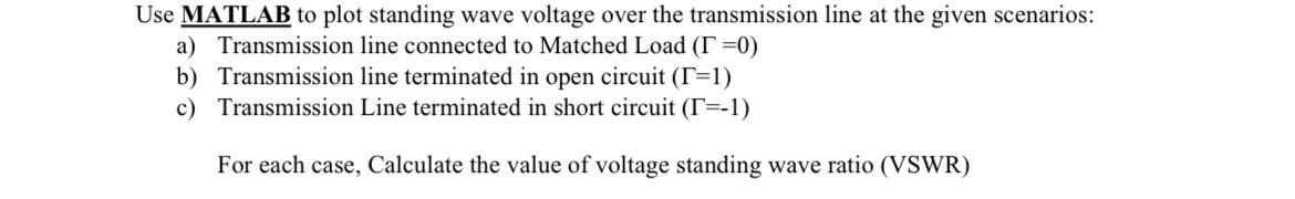 Solved Use MATLAB to plot standing wave voltage over the | Chegg.com