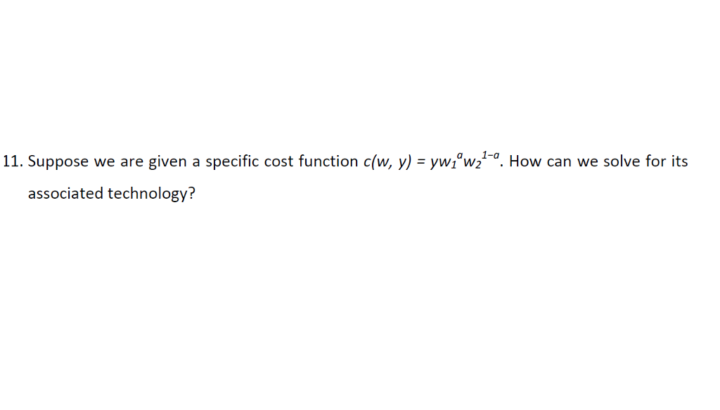 Solved 11.. Suppose we are given a specific cost function | Chegg.com