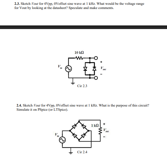 Solved 2.3. ﻿Sketch Vout for | Chegg.com