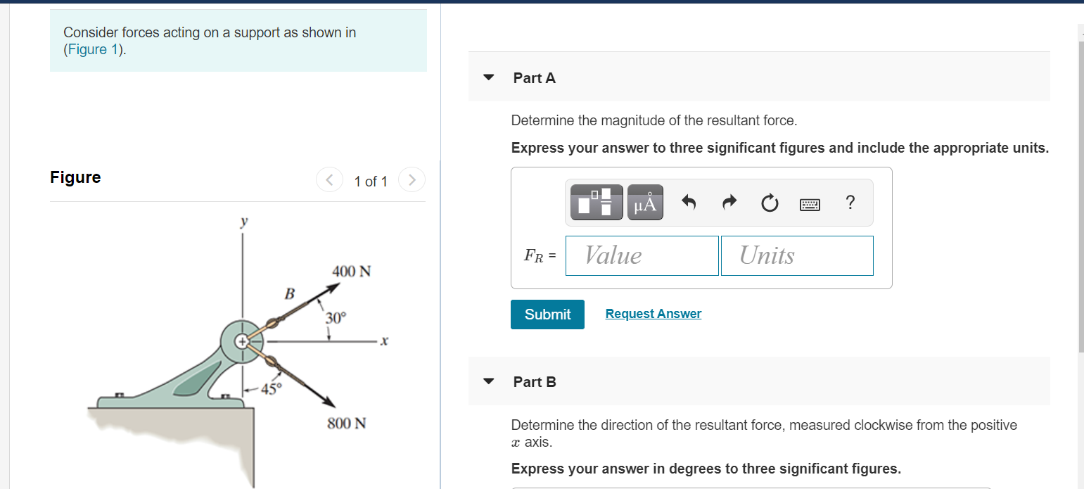Solved Consider forces acting on a support as shown in | Chegg.com