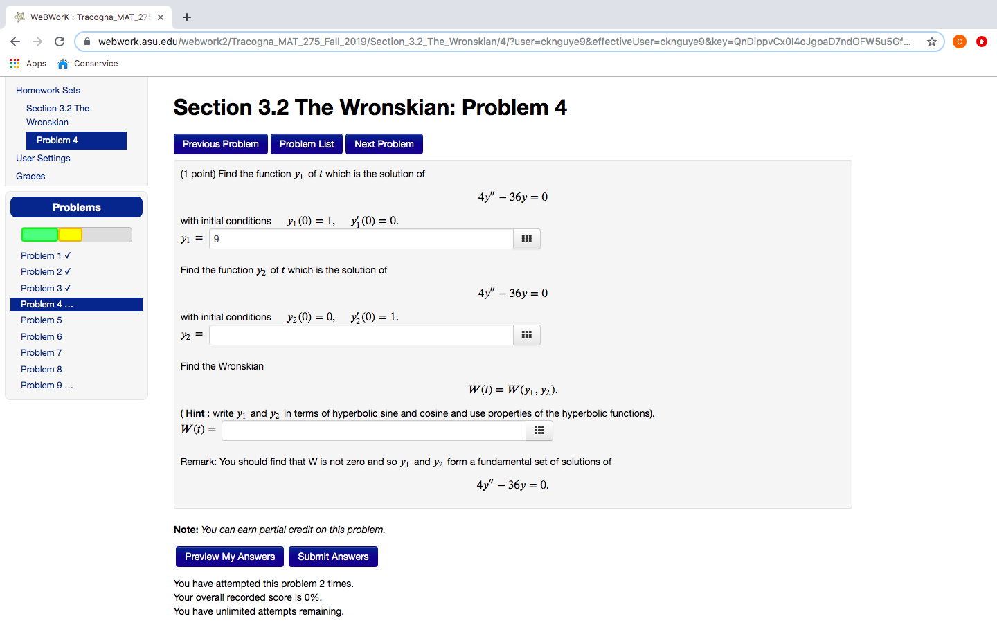 Solved WebWork: Tracogna_MAT_275 X + → c w | Chegg.com