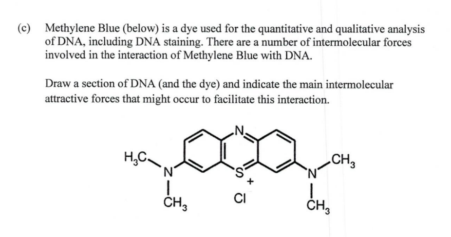 Solved Methylene Blue (below) is a dye used for the | Chegg.com