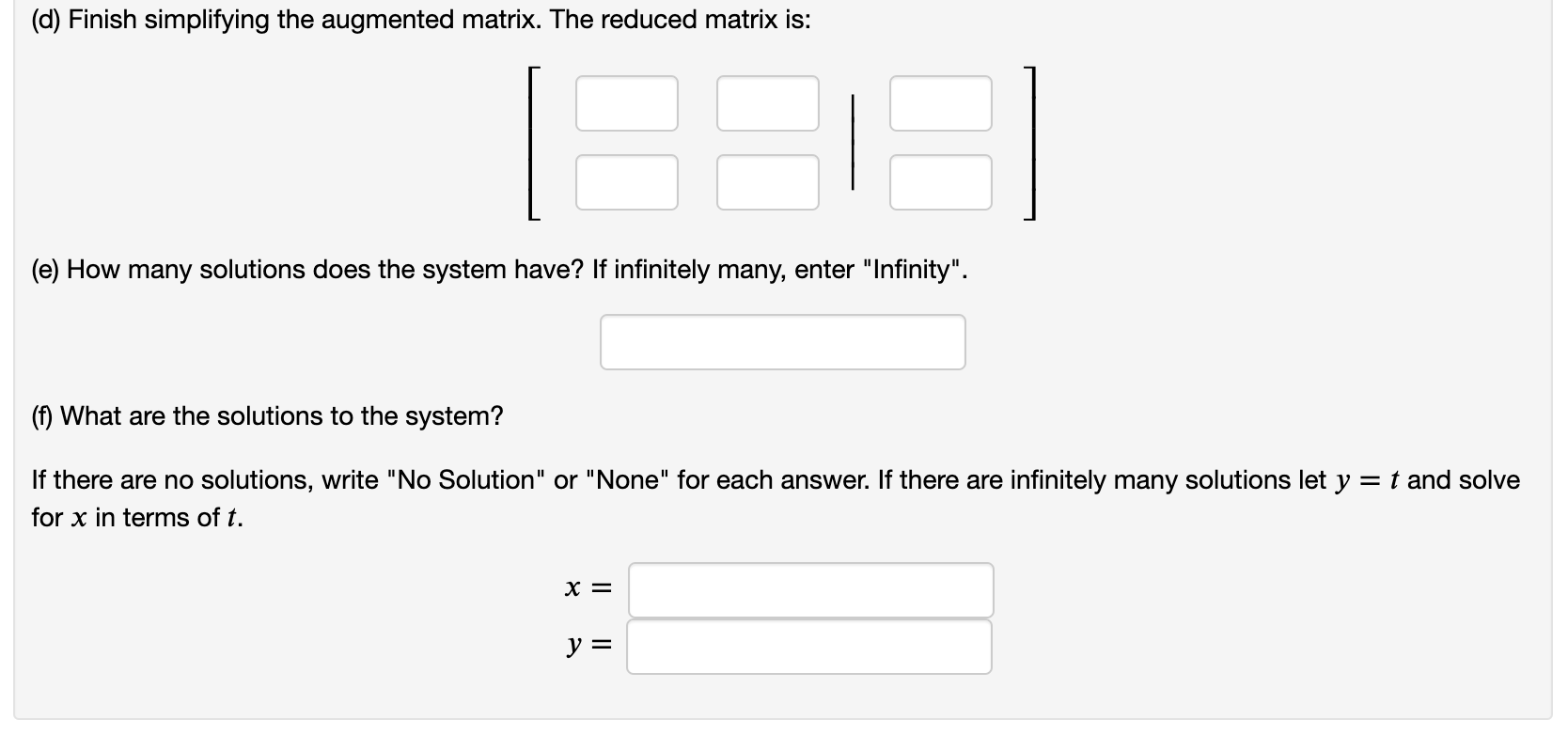 Solved (1 point) Solve the following system using augmented | Chegg.com