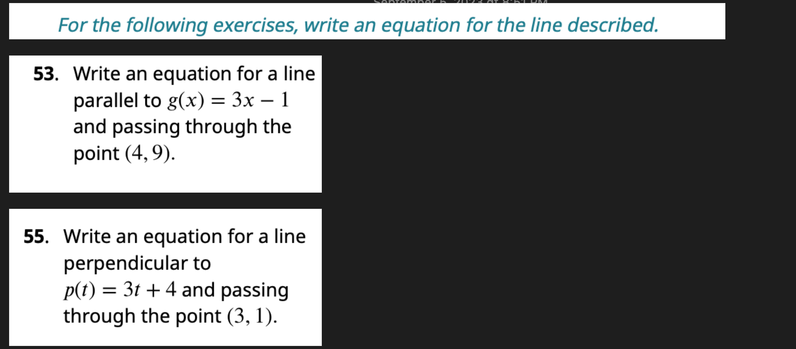 Solved For the following exercises, write an equation for | Chegg.com