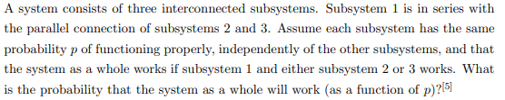 Solved A system consists of three interconnected subsystems. | Chegg.com