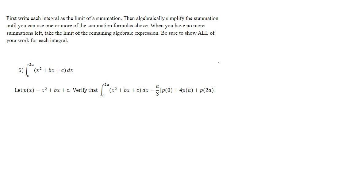 Solved First write each integral as the limit of a | Chegg.com