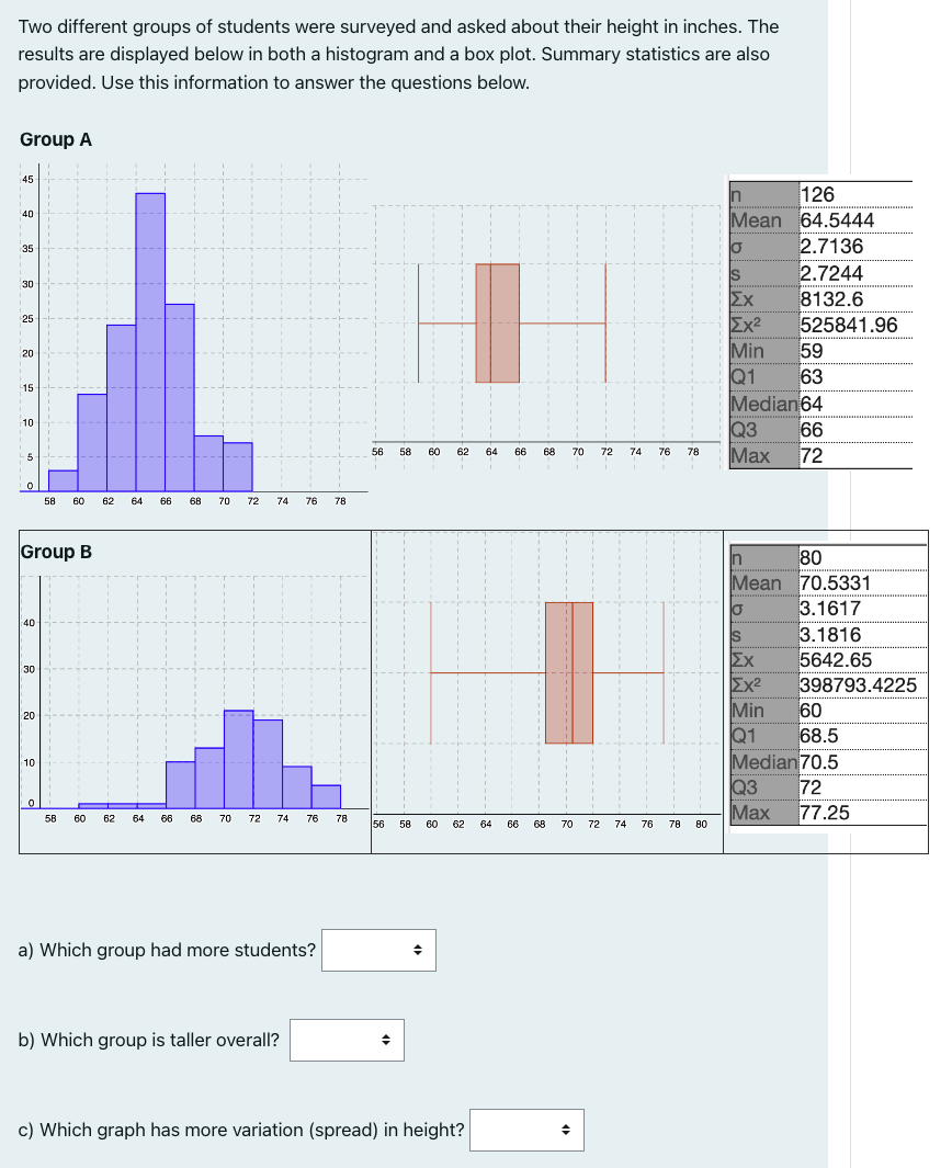 Two different groups of students were surveyed and | Chegg.com