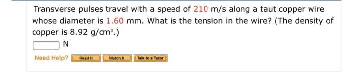 Solved Transverse pulses travel with a speed of 210 m/s | Chegg.com