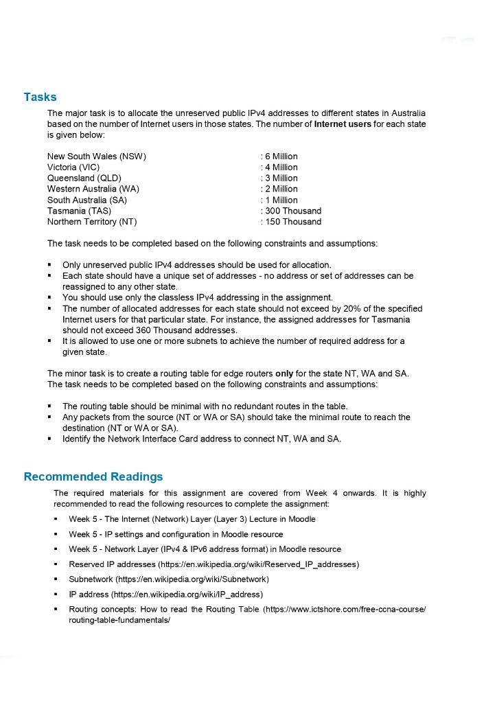 Network Planning Assignment Overview The main | Chegg.com