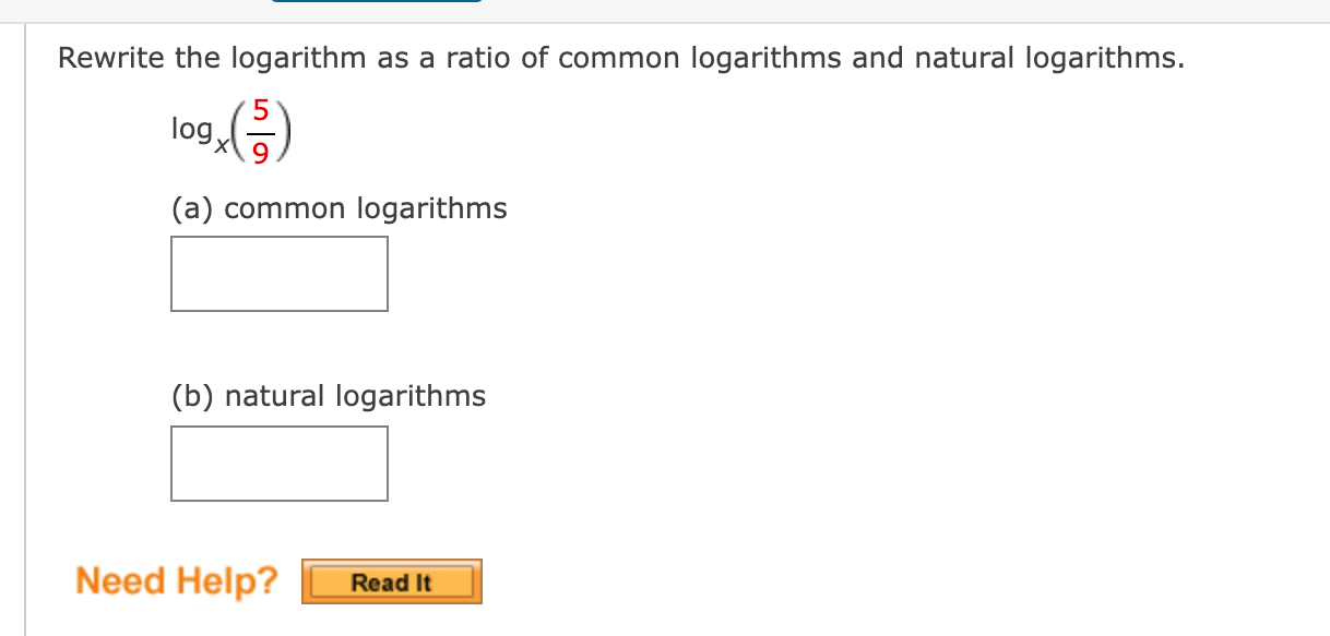 Solved Rewrite the logarithm as a ratio of common logarithms | Chegg.com