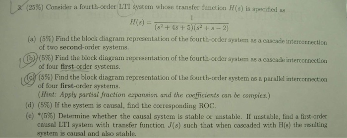 Solved (25%) Consider a fourth-order LTI system whose | Chegg.com