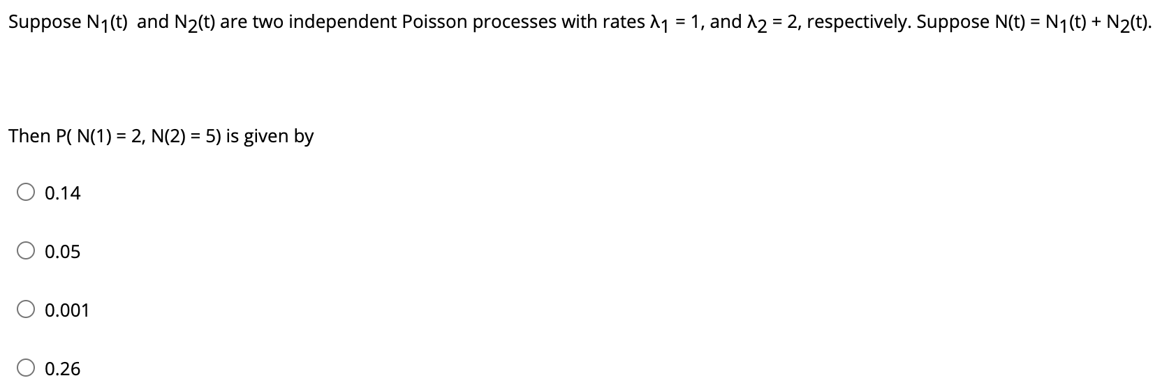 Solved + Suppose Ny(t) and N2(t) are two independent Poisson | Chegg.com