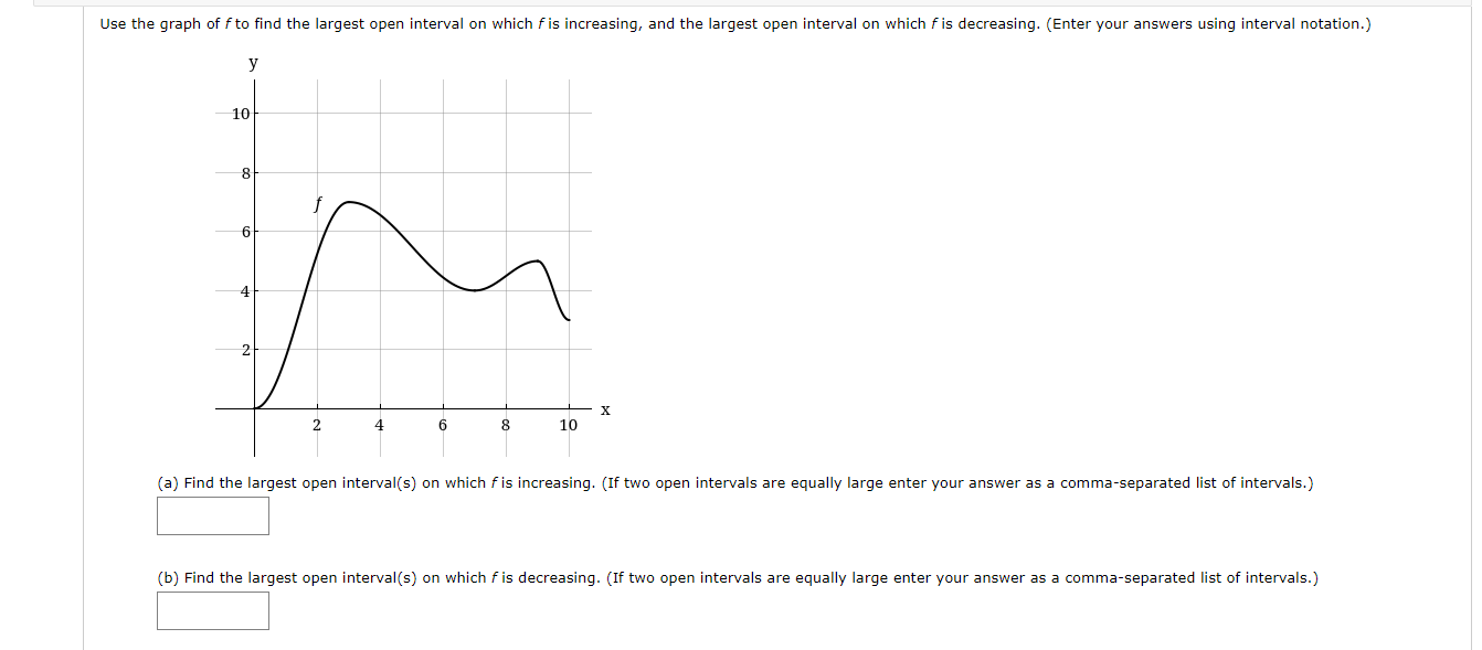 Solved Use the graph off to find the largest open interval | Chegg.com